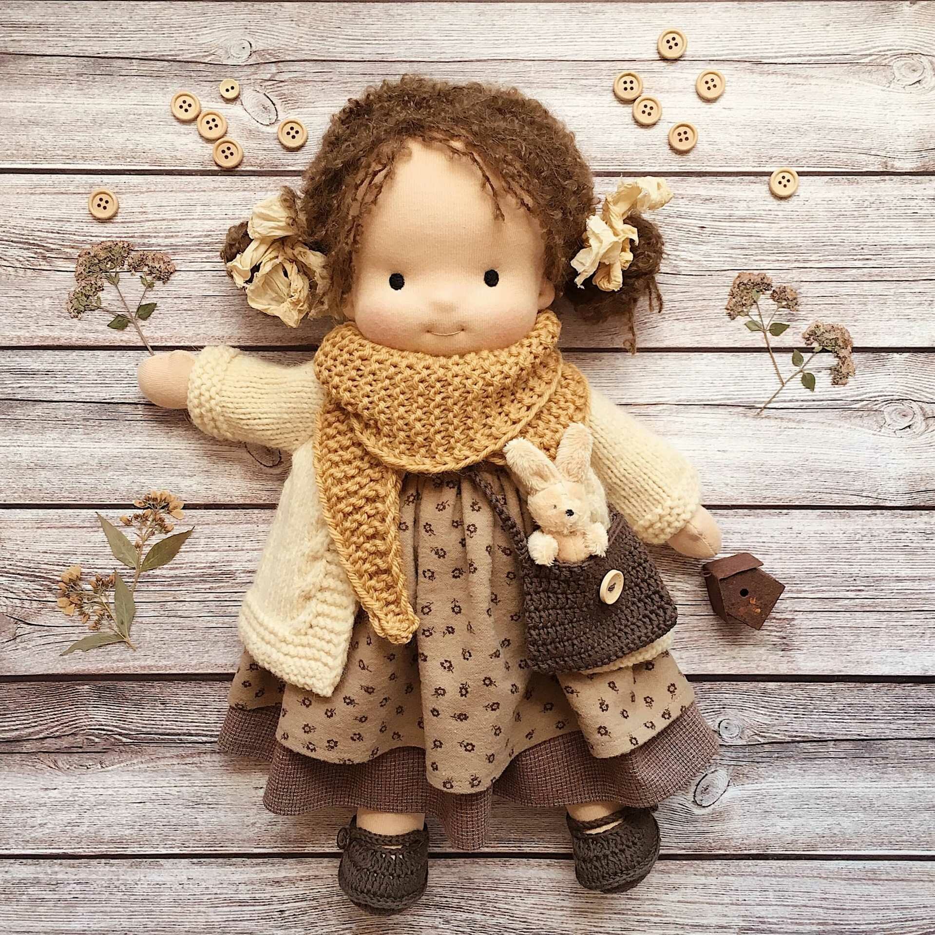 Хлопковая кукла Вальдорфская кукла кукла Waldorfdoll мини кукла ручной работы DIY Вальдорф