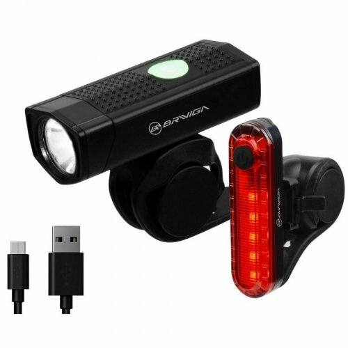Комплект фонарей Briviga USB bike light set EBL-2255A + EBL-056, перед 350 лм + задний 15 люмен.