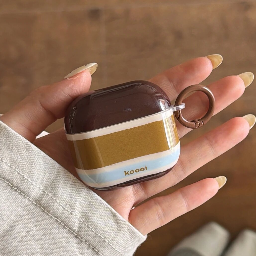Глянцевый чехол INS Fashion Brown Blue Stripe для AirPods 2, 3, 4 Pro