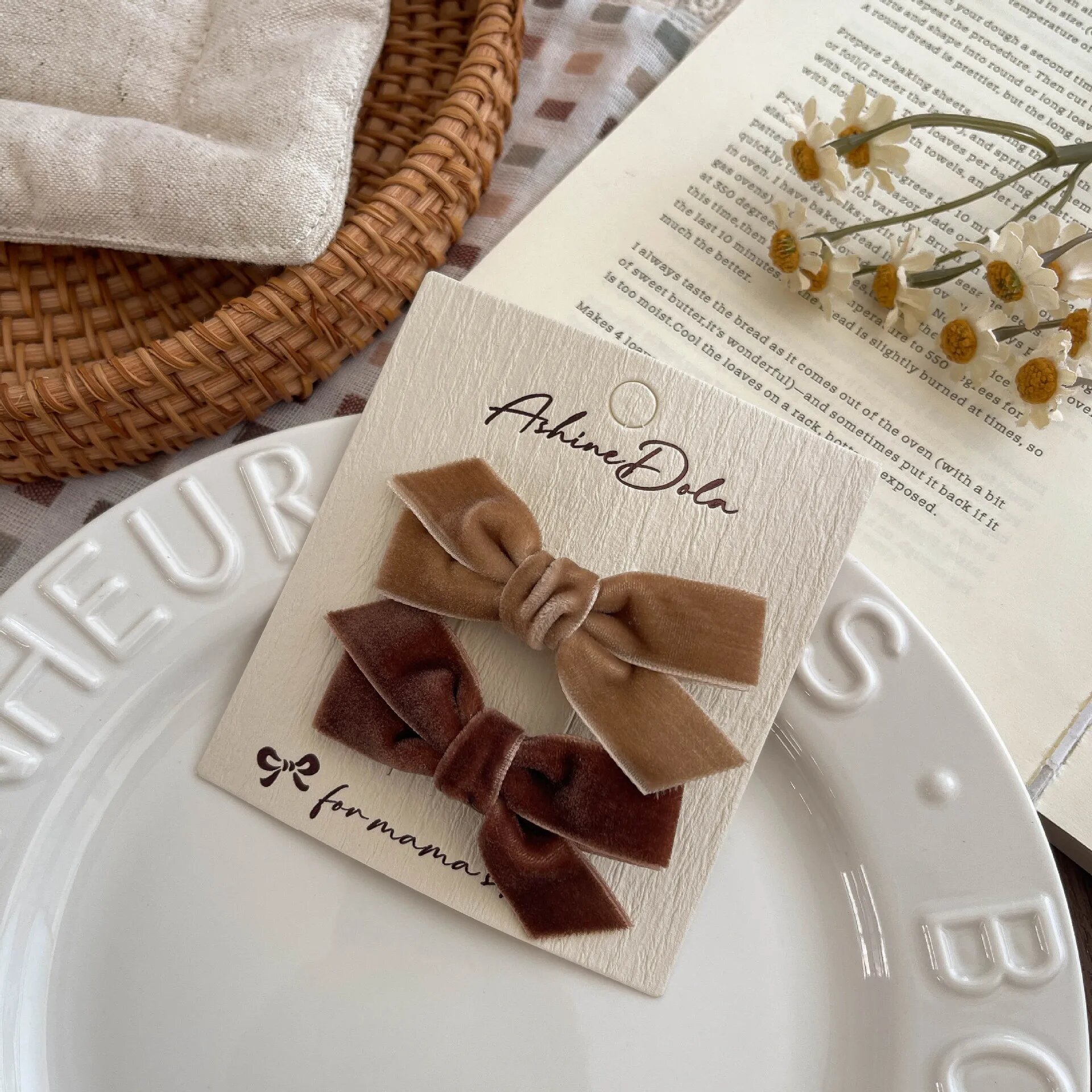 Бархатные заколки для волос Coffee, 2 шт