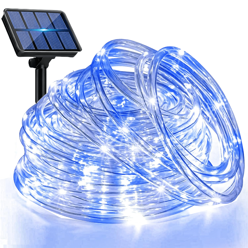 Уличная светодиодная гирлянда на солнечных батареях, 100 LED, 12 м, синяя, IP54, 12 режимов мерцания, для сада, деревьев, бассейна, террасы, праздничного декора