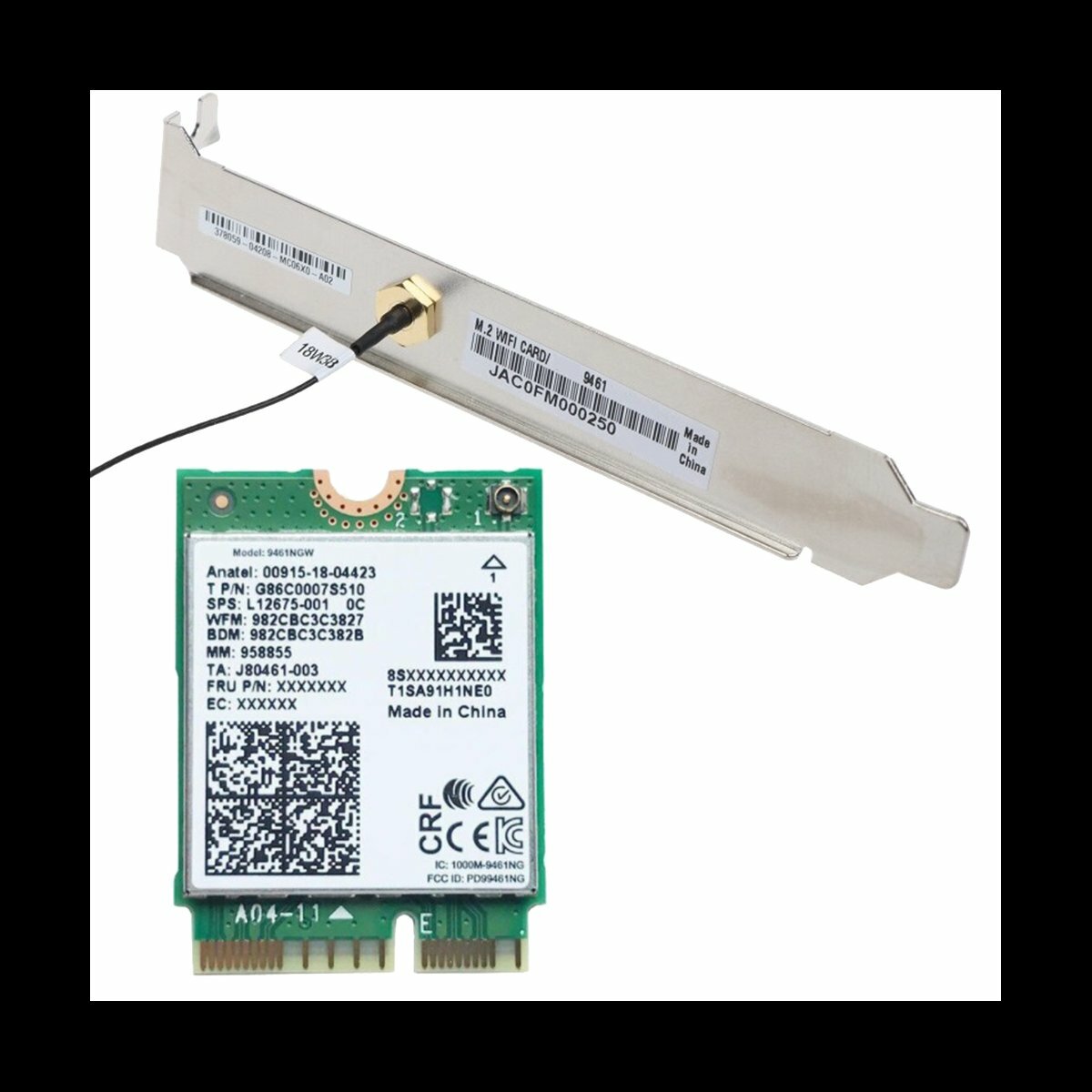 Для Intel 9461NGW WiFi Card+Baffle Kit AC 9461 2.4G/5G Двухдиапазонный беспроводной адаптер 802.11AC M2 Key E CNVI Bluet