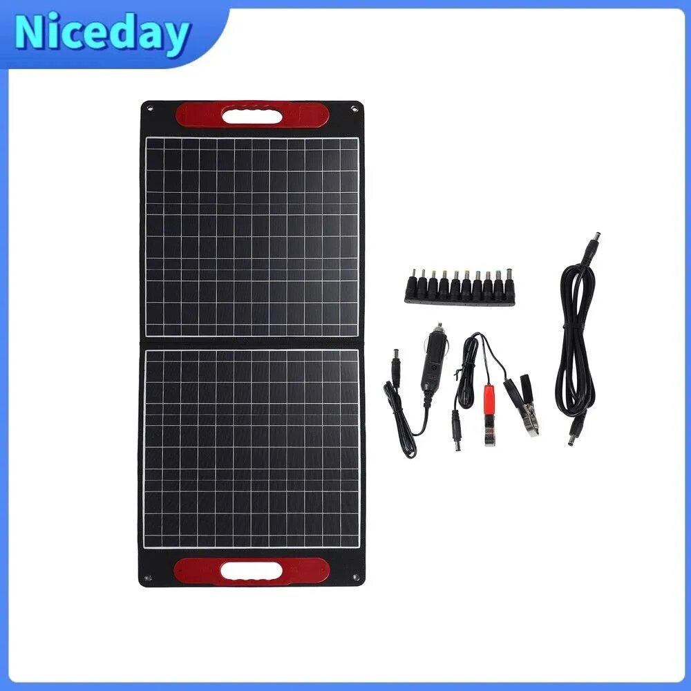 Солнечная панель Niceday портативная складная 20 Вт с кабелем для зарядки и адаптерами
