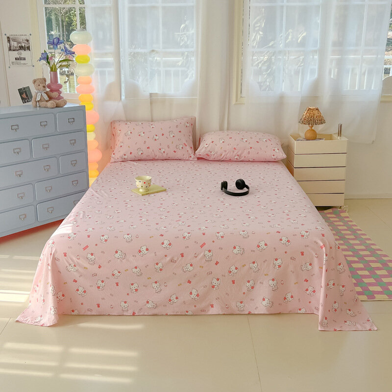 Хлопковое постельное белье с изображением КТ Кота, 230x240 см, мягкое и плотное для всех сезонов, сезонный принт