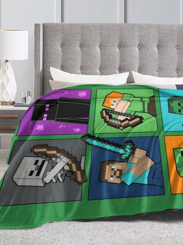 Плед Minecraft Пледы Майнкрафт (Цвет товара: майнкрафт 4; Ширина: 125 см; Длина: 150 см; Размерность: 2-спальное)