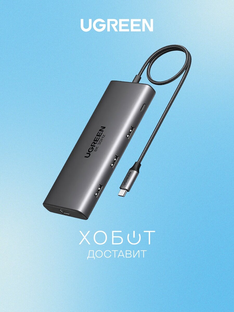 Хаб Ugreen CM639 Revodok Pro 10 в 1 серый (15534)