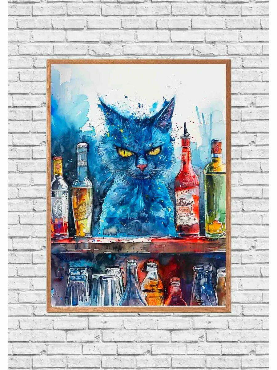 Селкирк Рекс Кот-бармен 3, Плакат 30x42см