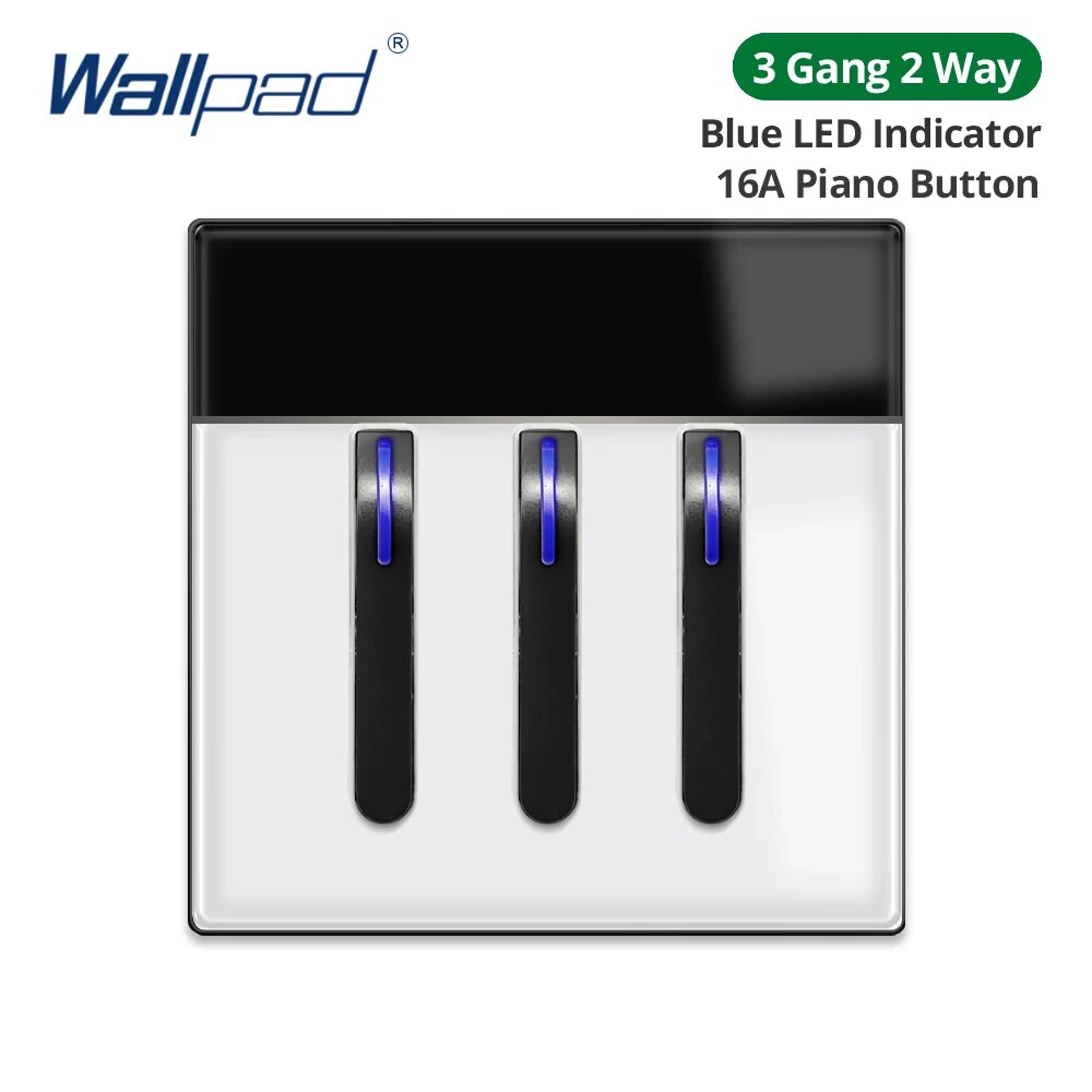 Wallpad Настенный выключатель света и розетка 16А 3 Gang 2 Way