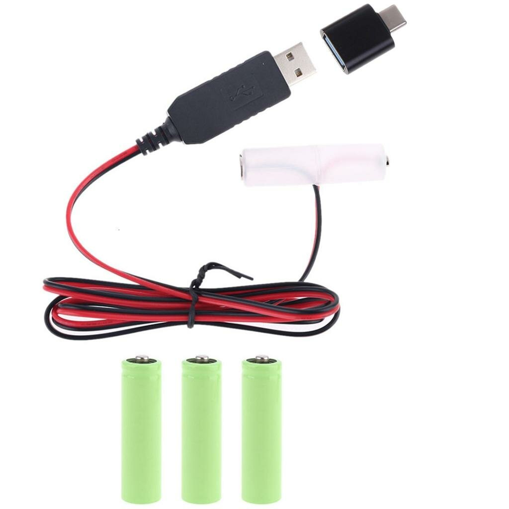 Кабель-адаптер AA с Type-C для замены батареек LED, 6V - 2m