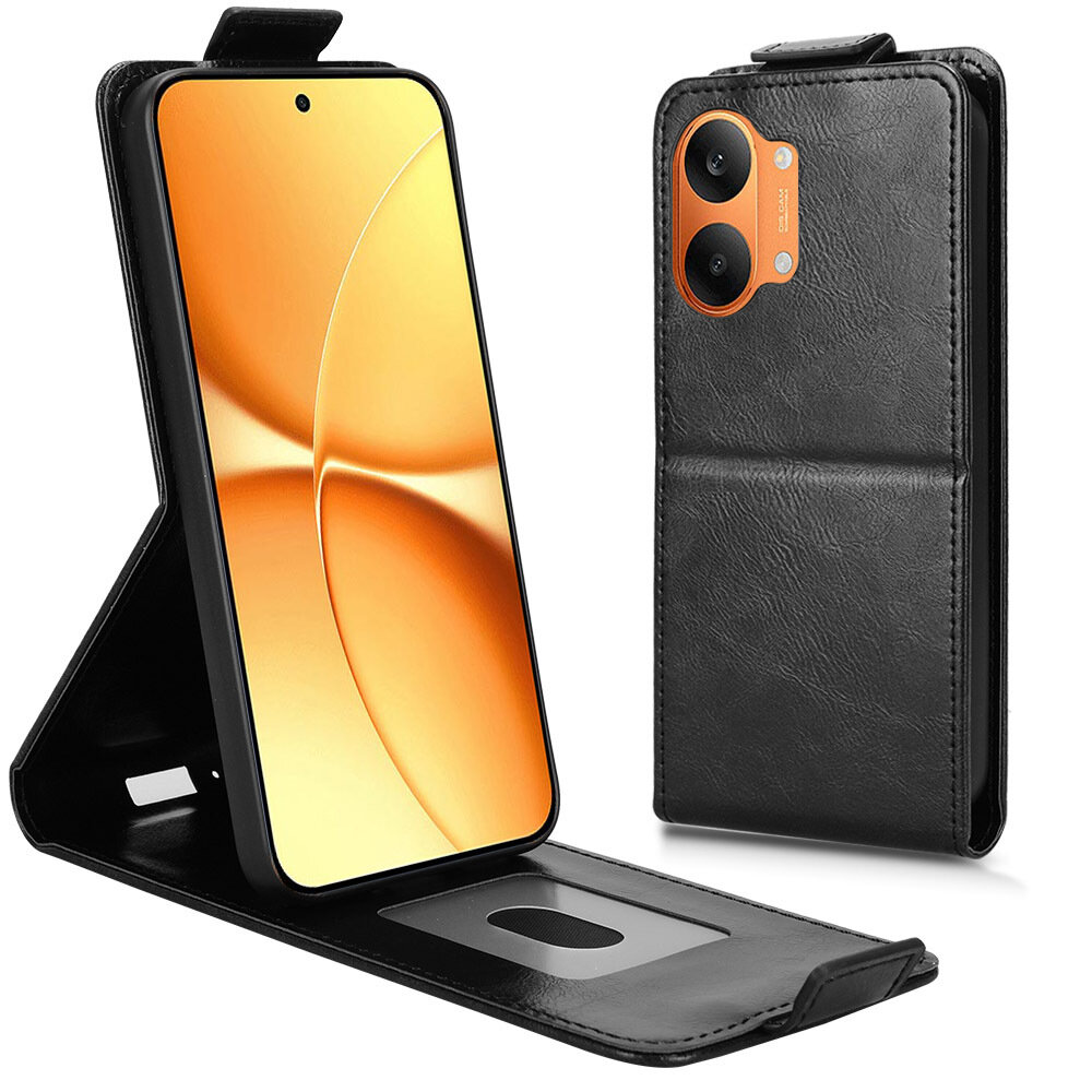 Чехол-флип MyPads Prestige Verticale для Xiaomi Poco X8 Pro Max вертикальный откидной вниз, из импортной эко-кожи, черный MyPads