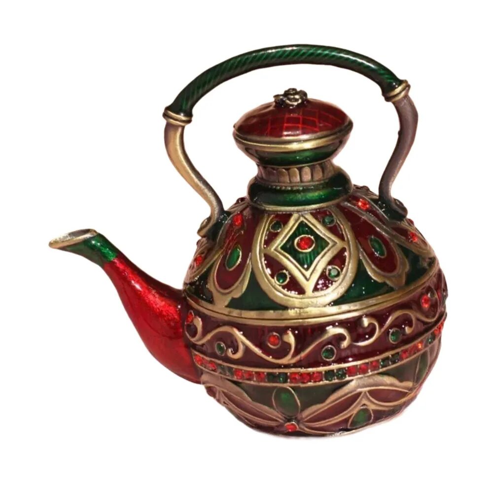 Шкатулка "Чайник" 10х10х10 см, многоцветная, с ручкой — фото 1