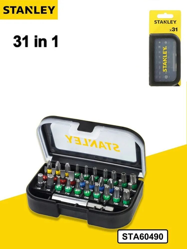 STANLEY 31 предметов, набор бит, 30 бит 25 мм с 1 держателем, с компактным боксом STA60490