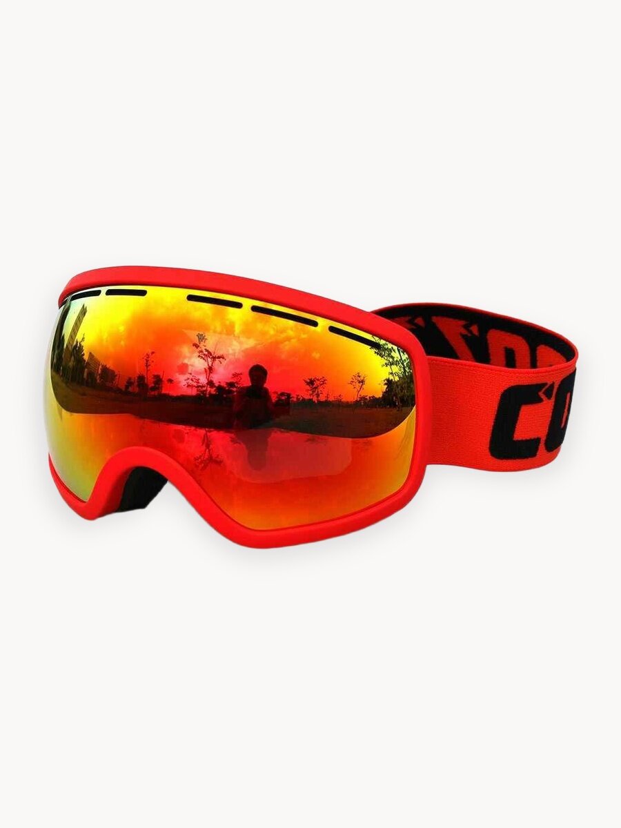 Горнолыжная маска для близоруких (диоптрии -6.0) с антизапотевающими стёклами UV400, VLT25%, красная