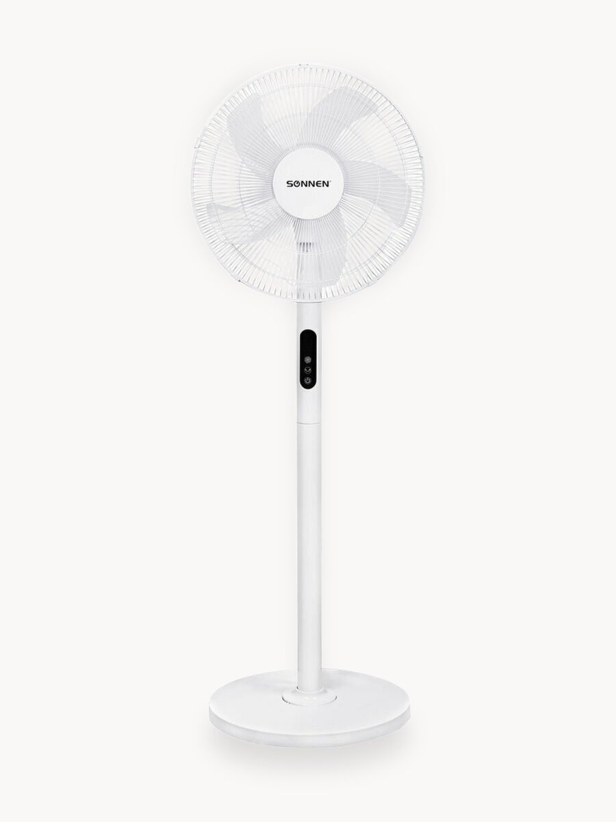 Вентилятор напольный бытовой комнатный для дома и офиса Led дисплей, пульт Ду Sonnen Fs40-a999, 50 Вт, 3 режима, белый, 455735
