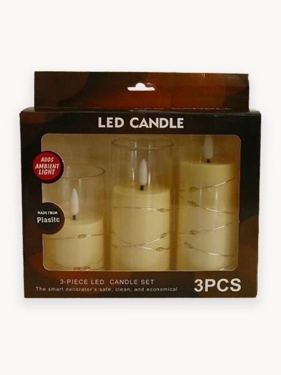 Светодиодные свечи с пультом новогодние дизайнерские "живое пламя" декоративные набор с росой 3 шт