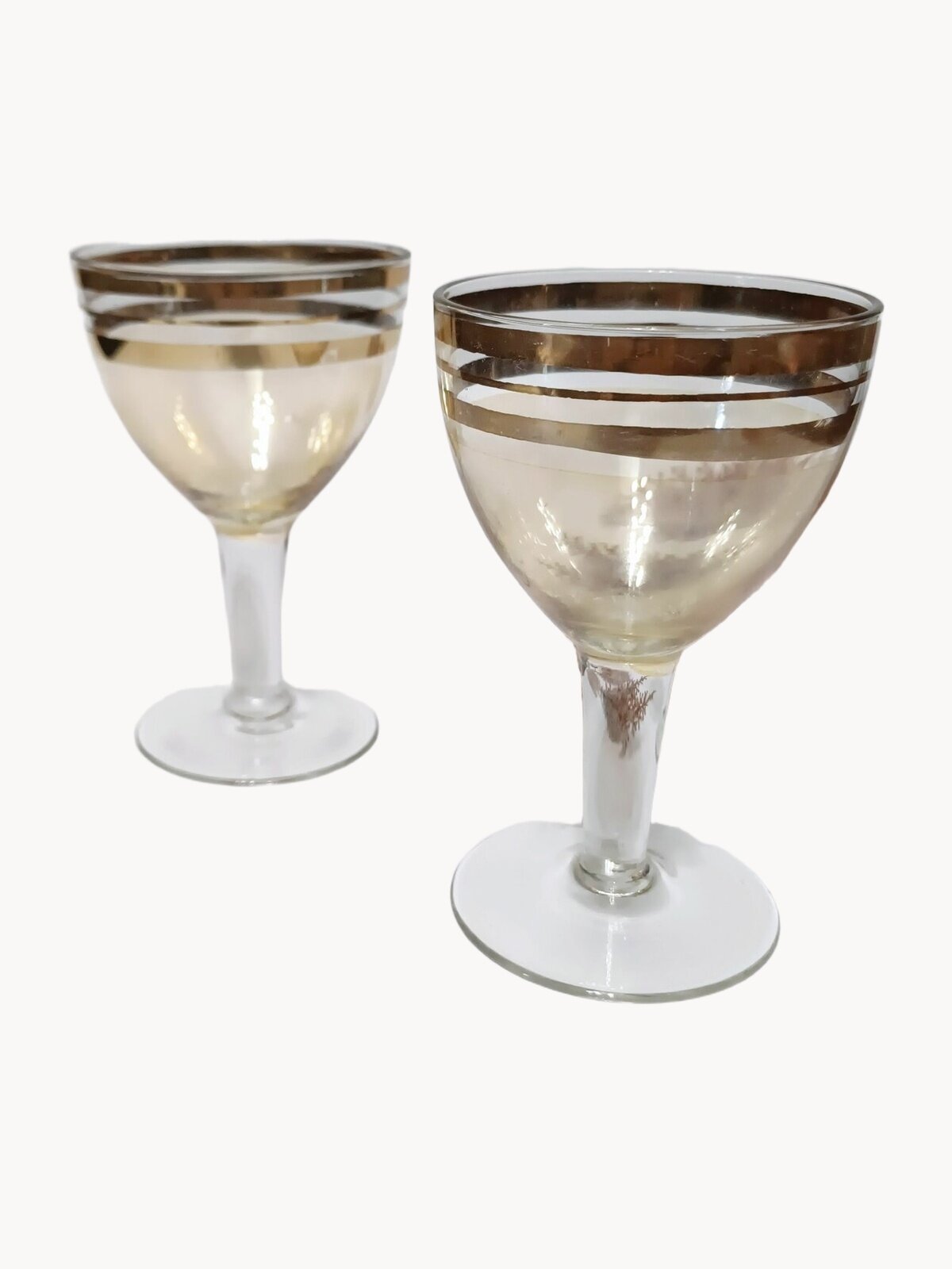 Набор рюмок из цветного жёлтого стекла с золочением винтажный, СССР