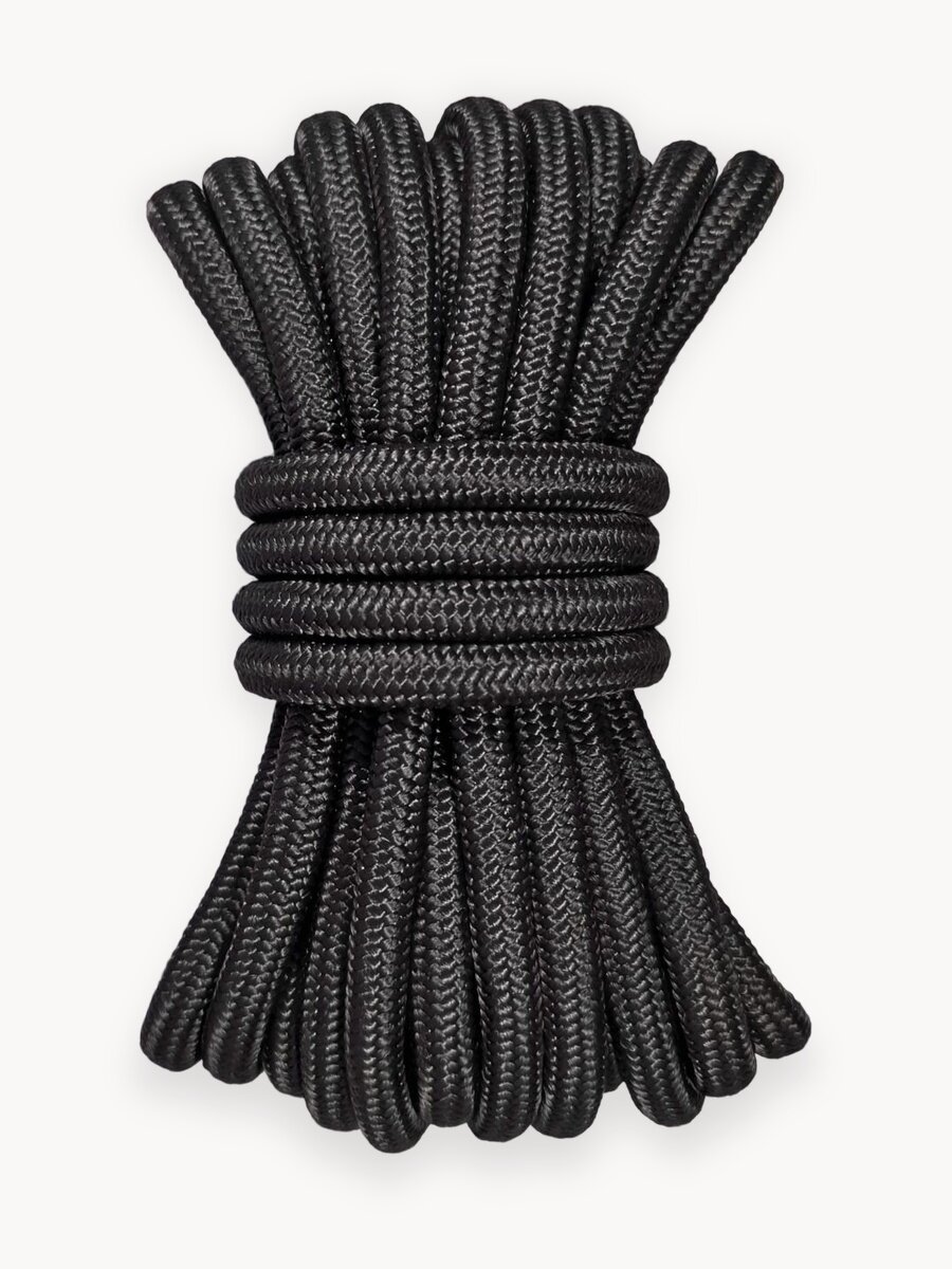 Веревка туристическая 12 мм 30 м черная. Шнур полипропиленовый плетеный с сердечником