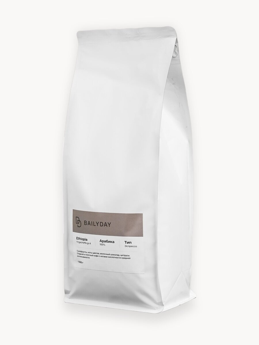 Кофе в зернах Эфиопия Иргачефф 100% арабика, обжарка под эспрессо, 1 кг