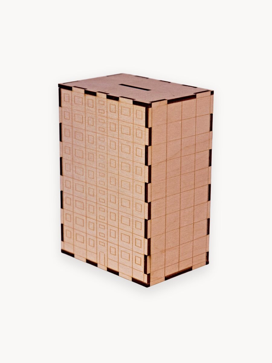 Копилка панельный дом из дерева 9 этажей для монет и купюр сборный