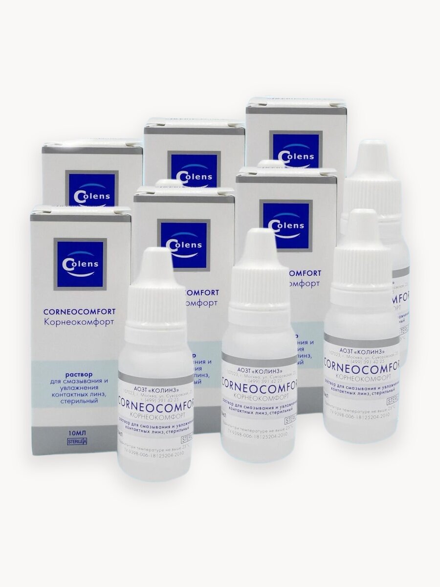 Глазные капли Colens Corneocomfort 6*10 мл , капли для линз, увлажняющие