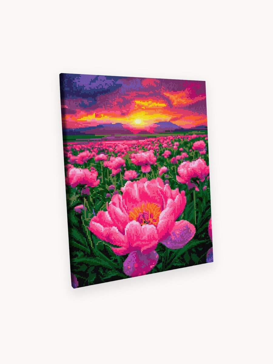 Алмазная мозаика на подрамнике 40х50 см "Цветочное поле" Алмазная вышивка. Картина стразами.