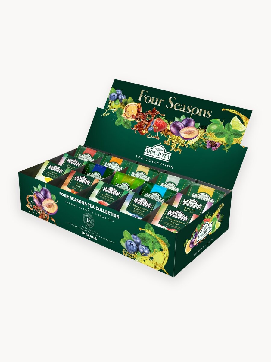 Чай Ahmad Tea Four Seasons ассорти, подарочный набор в пакетиках, 90 пак.