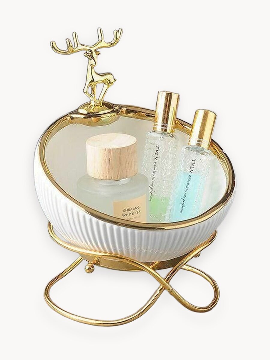 Ваза-конфетница с оленем, керамика, диаметр 15см, на подставке