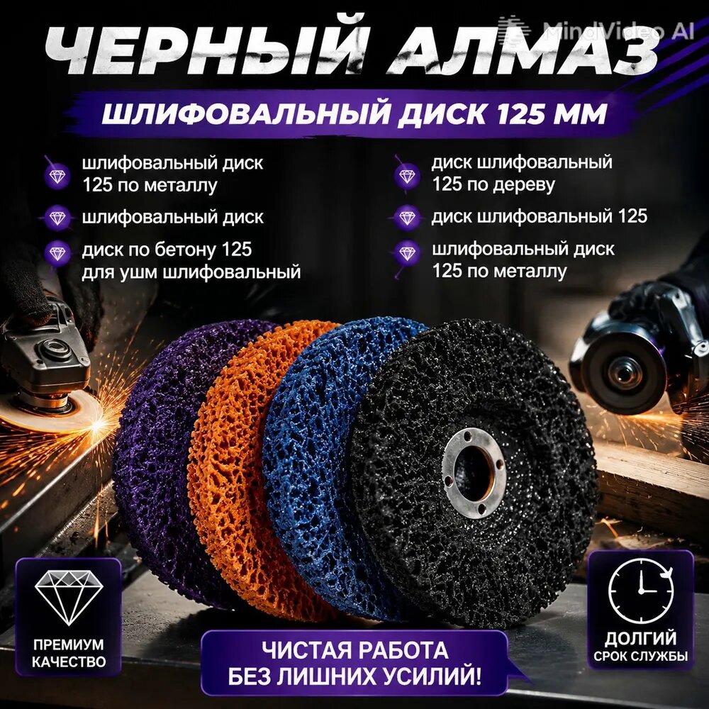 Коралловый диск125, круг зачистной для УШМ, фиолетовый диск для болгарки125 мм, шлифовальный.4шт
