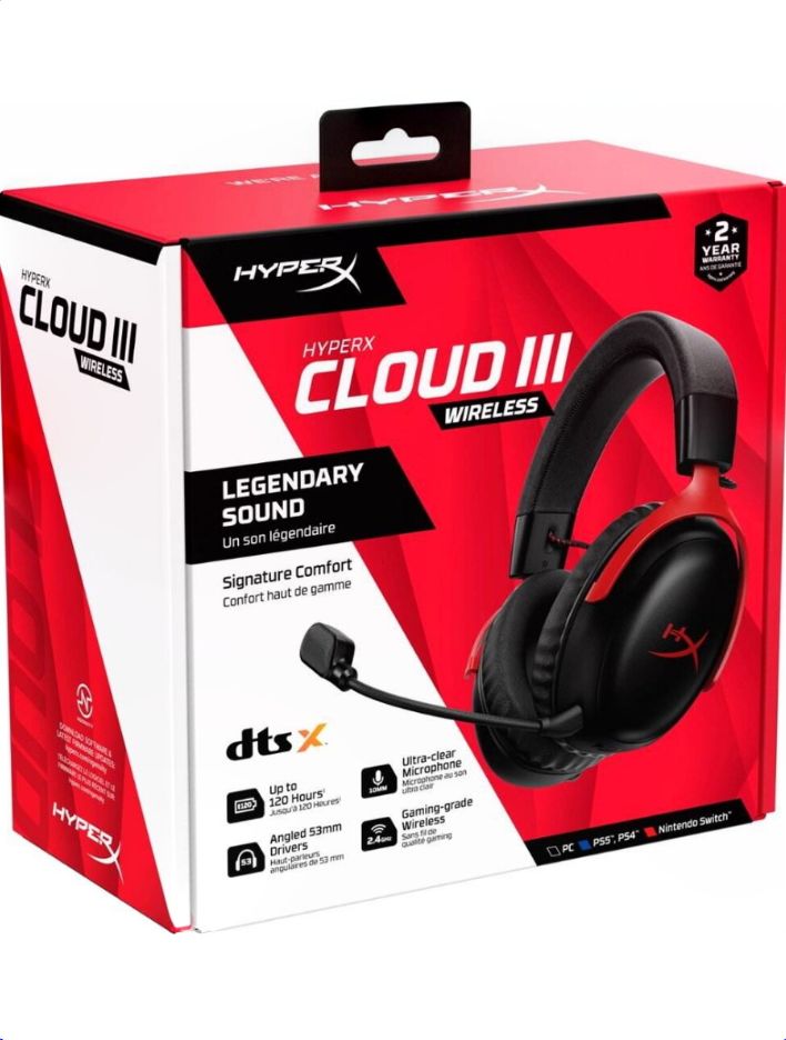 HyperX Наушники беспроводные с микрофоном headset, Bluetooth, USB Type-C, красный