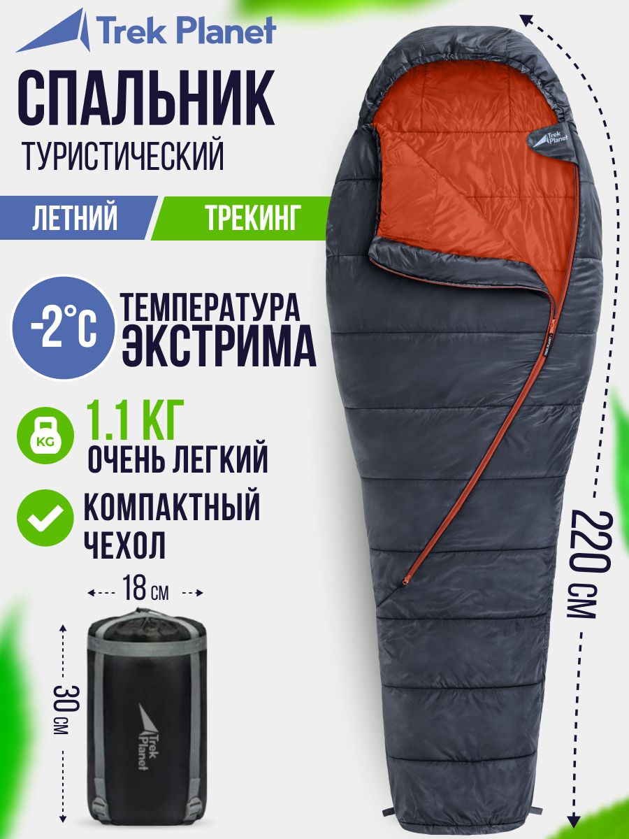 Спальный мешок туристический TREK PLANET Ultra Light, спальник туристический, кокон, цвет красный