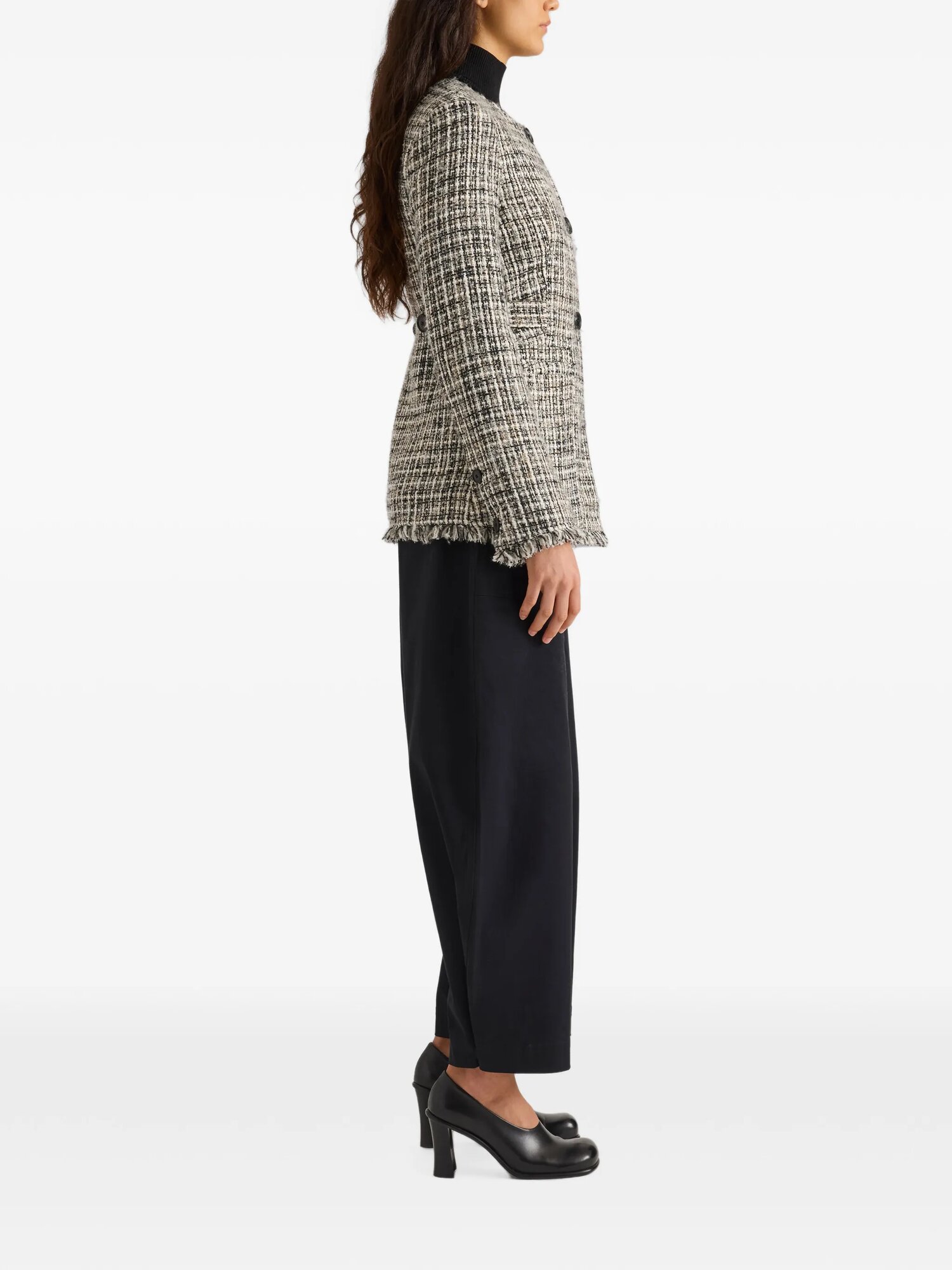 Куртка Proenza Schouler White Label Aurelia tweed jacket, размер 4, black — фото 1