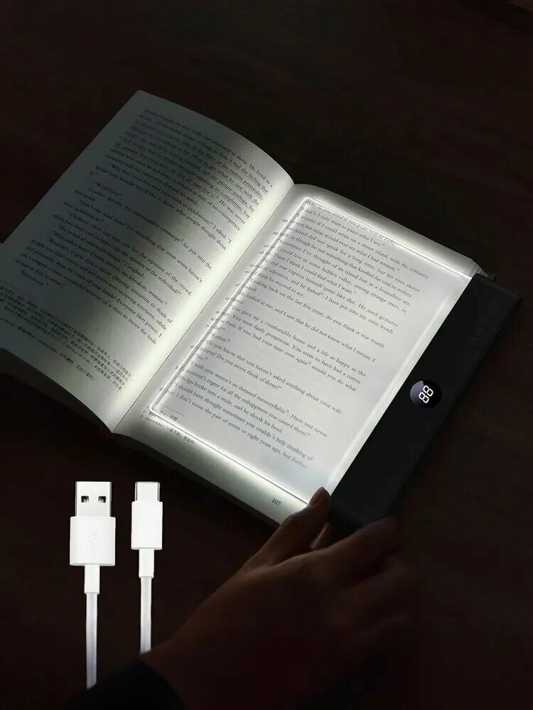 Светодиодный книжный светильник с плоской панелью, зарядка через USB, защита глаз, для чтения в режиме ночного видения, для использования в помещении, два в одном