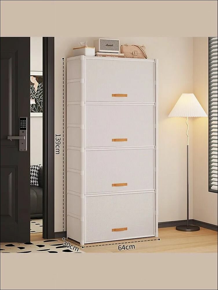 Обувница, Пластик, Текстиль, 64х30х139 см