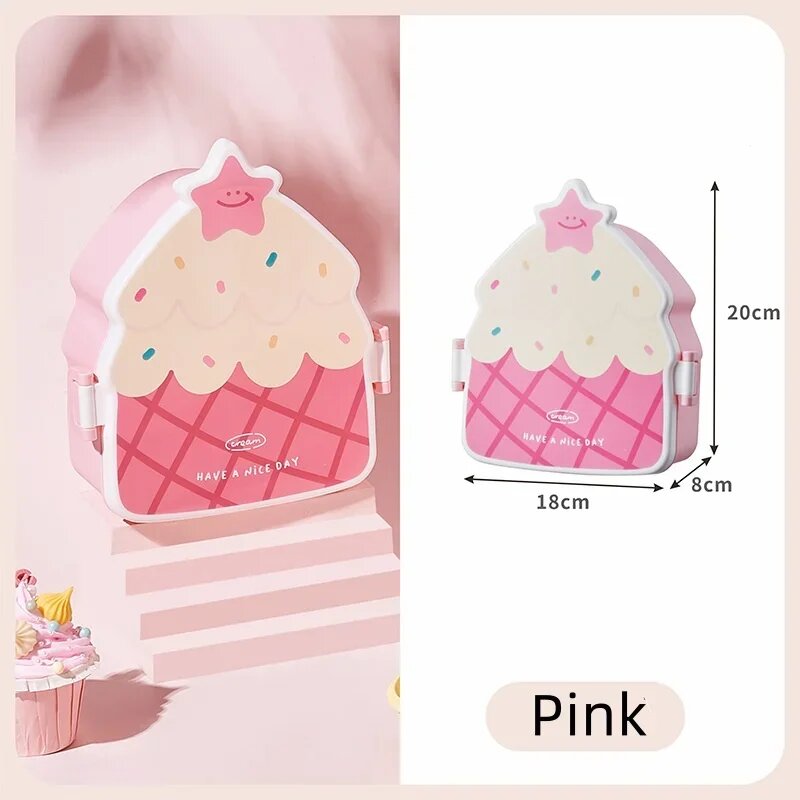 Милый Портативный Ланч-бокс Для Девочек, Школьный Пластиковый Контейнер Для Пикника, Пригодный Для Микроволновки, С Разделите.