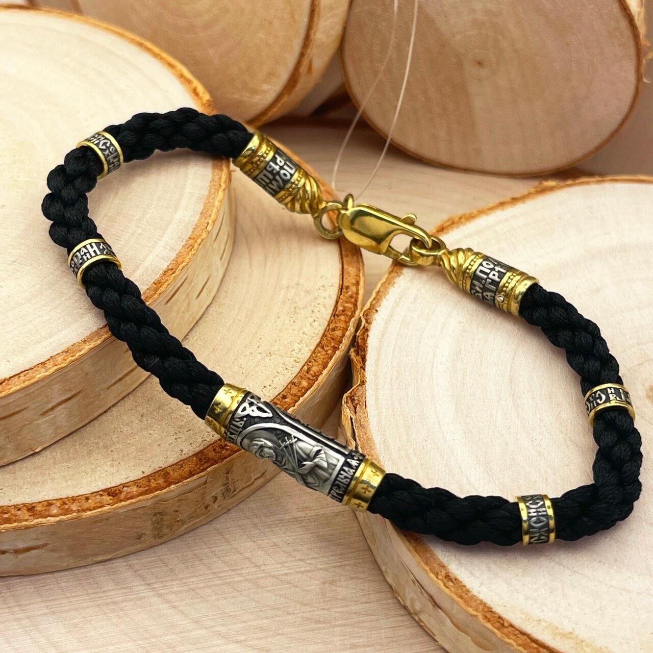 Браслет-цепочка, серебро, 925 проба, чернение, золочение