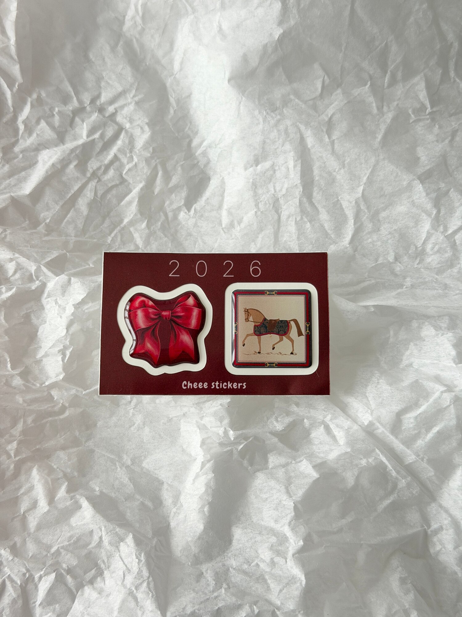 Стикеры 3D "Бант и лошадка" для телефона, стикерпак объемный