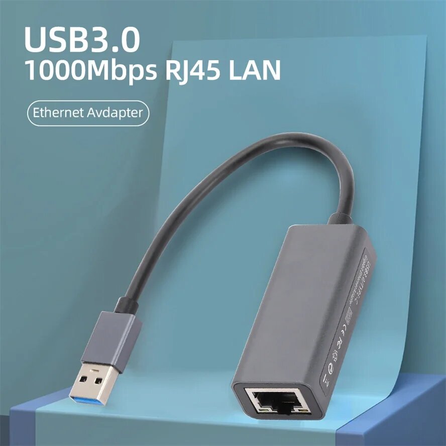 USB-C Ethernet адаптер Type-C to RJ45 черный — фото 1