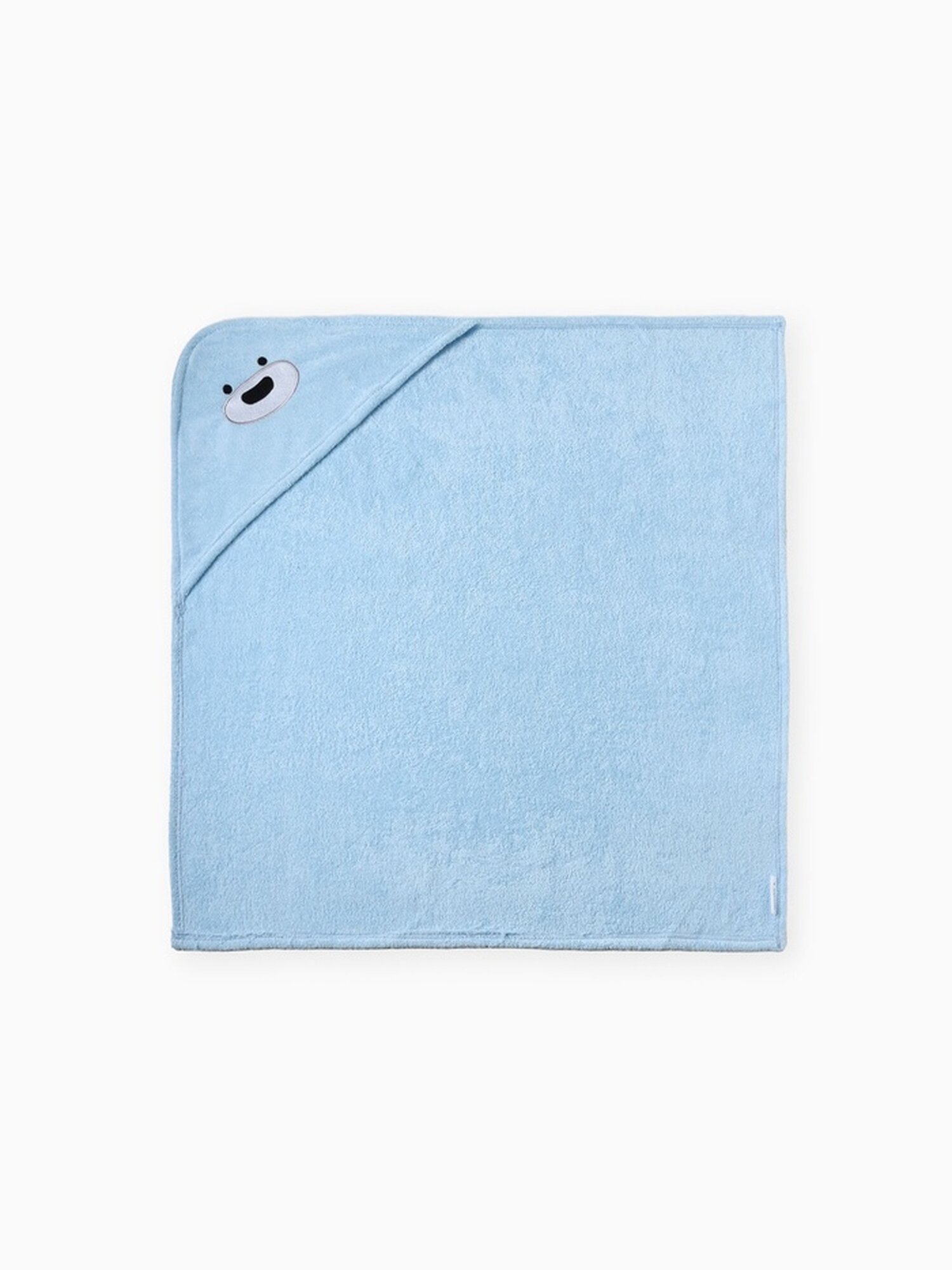 Махровое полотенце «Крошка Я. Мишка», с уголком, 75×75 см, хлопок 100%, голубое