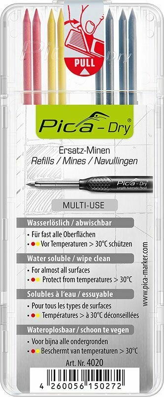 PICA-MARKER 4020 Комплект грифелей универсальных для карандаша Pica-Dry (4 темных, 2 красных, 2 желтых)
