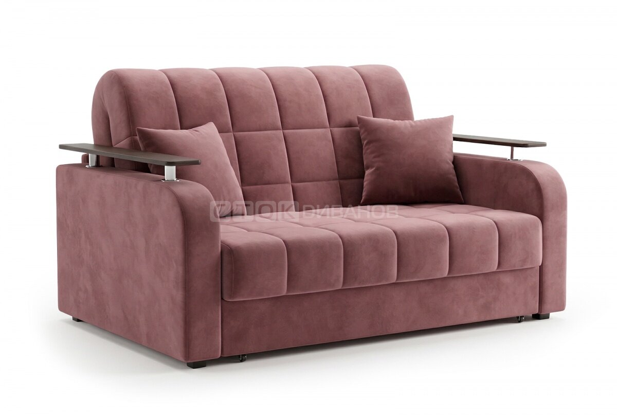 Диван Сток Диванов Техас-2, пудровый велюр, 155 см, механизм аккордеон на металлокаркасе