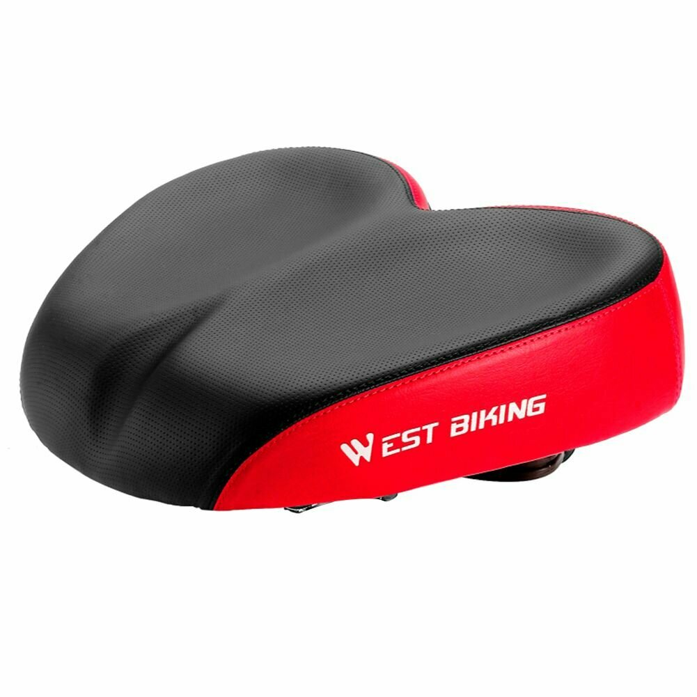 Седло для электровелосипеда WEST BIKING без носа с амортизацией из силиконовых шариков и вентиляционными отверстиями, красное