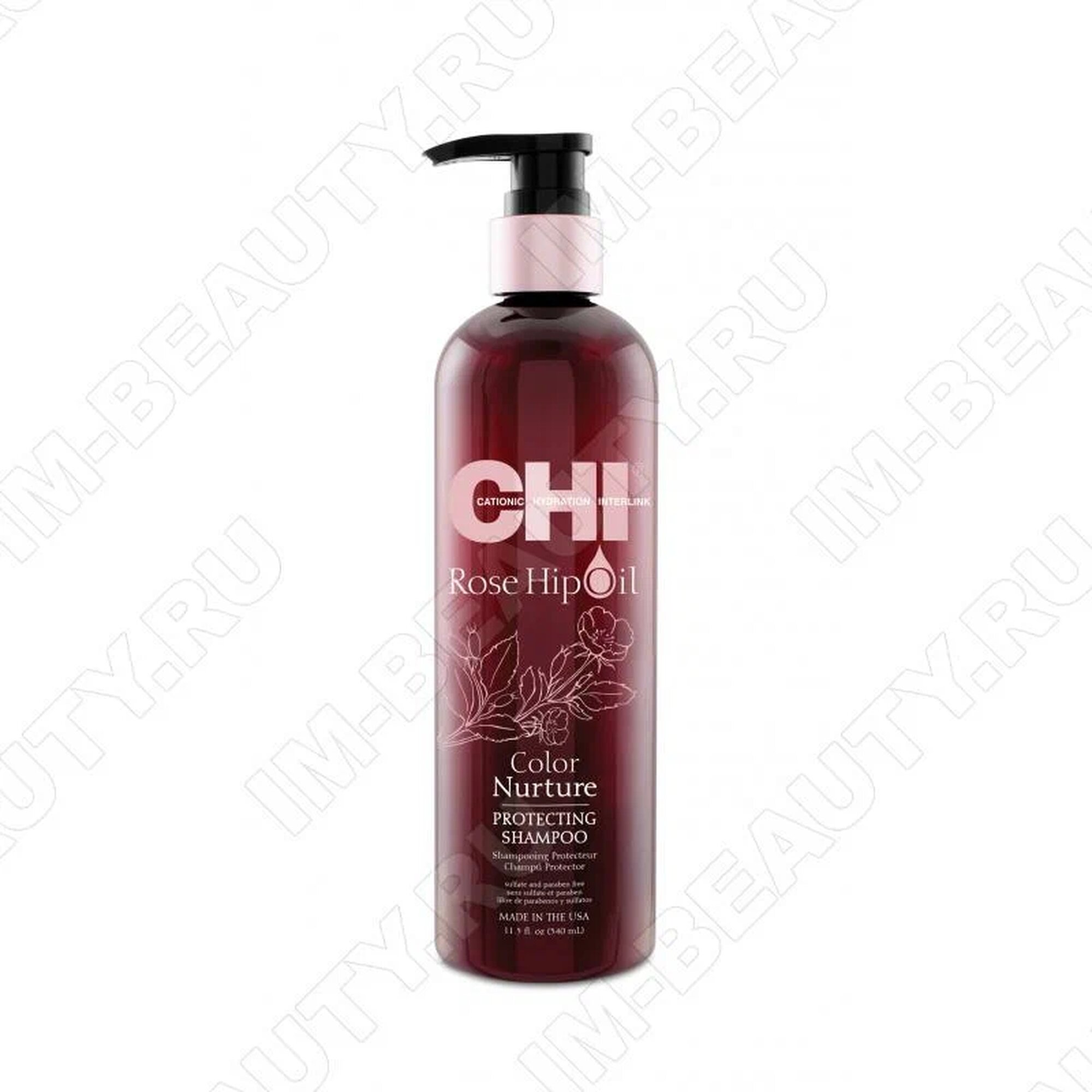 Шампунь CHI ROSE HIP OIL, для окрашенных волос, с маслом шиповника, 355 мл