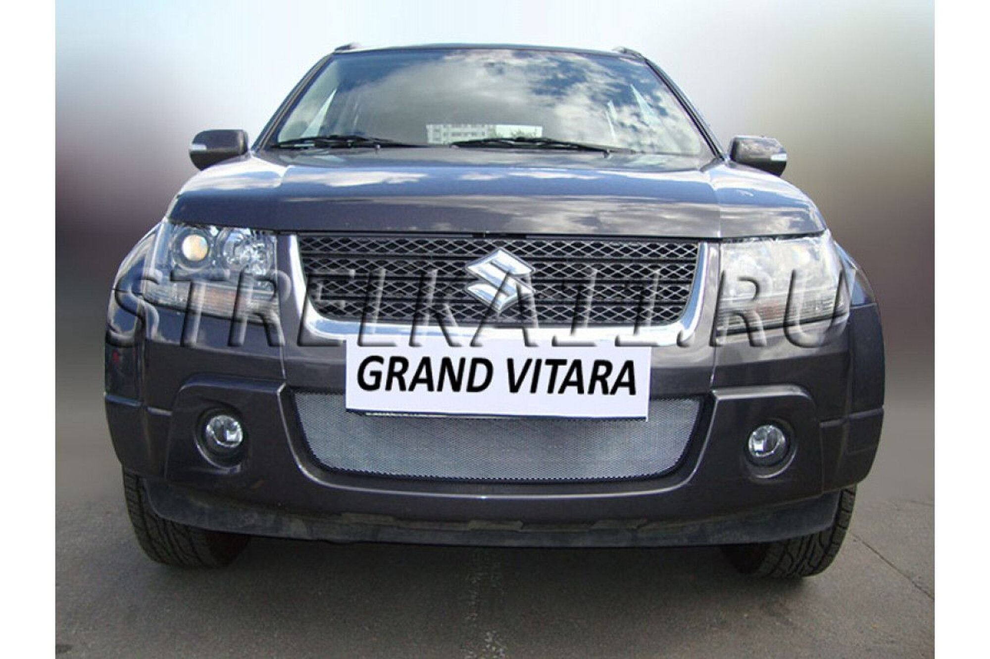 Защитная сетка радиатора с окантовкой и защелками для Suzuki Grand Vitara 2008-2012, хром