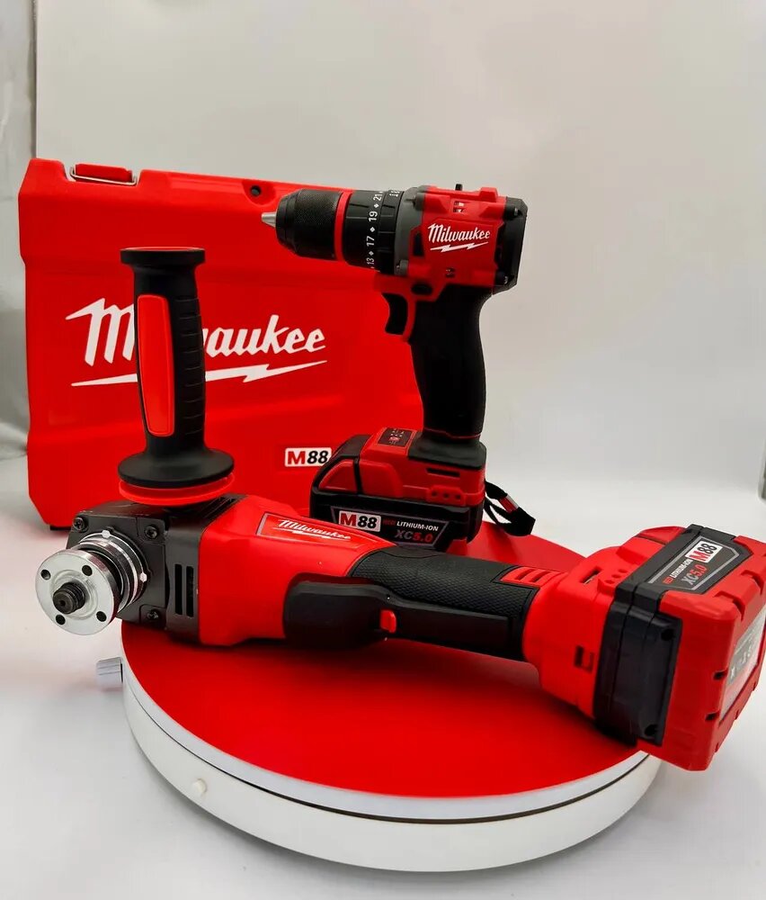 Набор аккумуляторного инструмента 2в1 Milwaukee Дрель-шуруповерт и болгарка УШМ М88 ХС 5.0