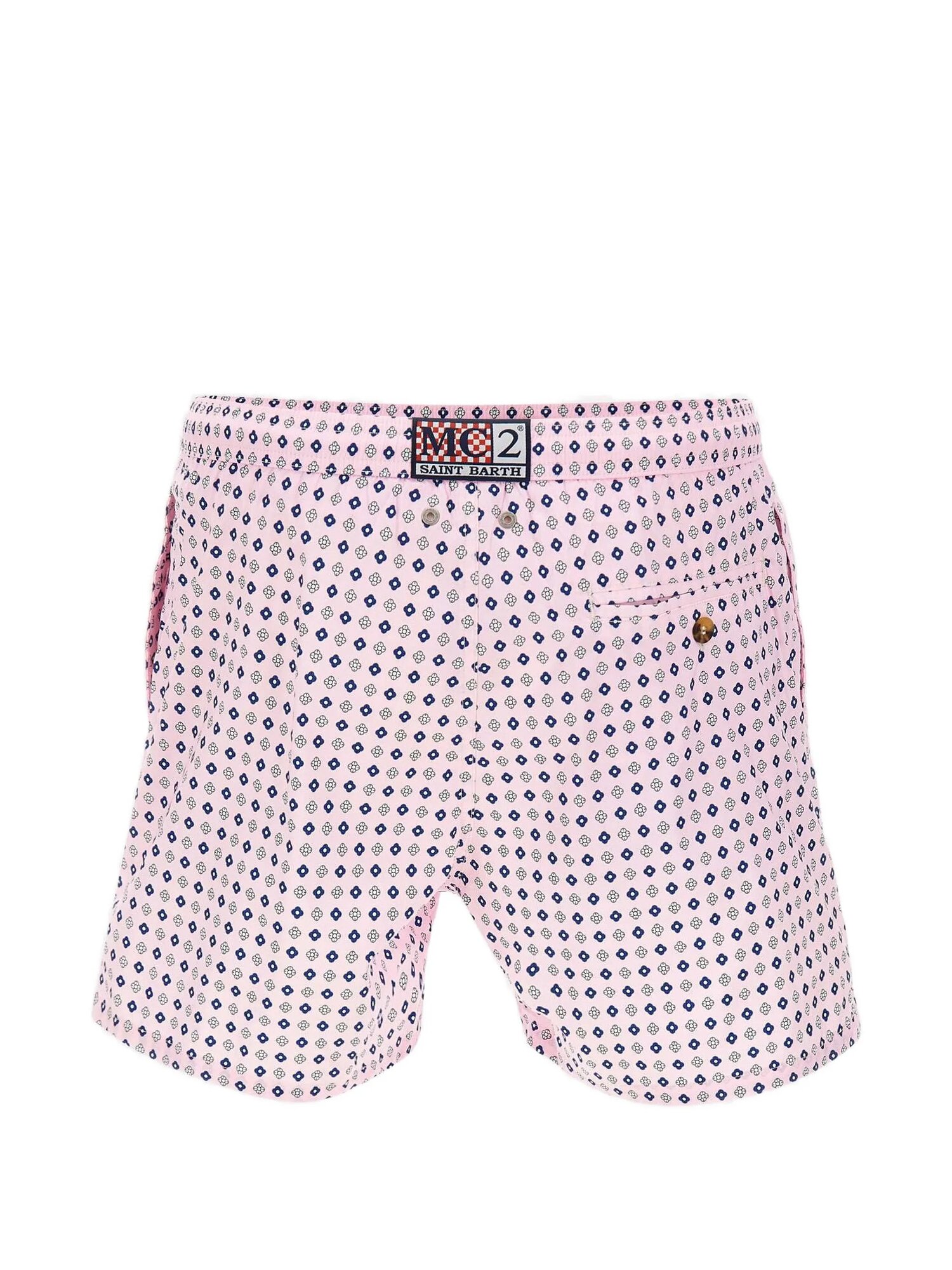 Шорты для плавания MC2 Saint Barth Drawstring geometric print swim shorts, размер 50, coral pink — фото 1