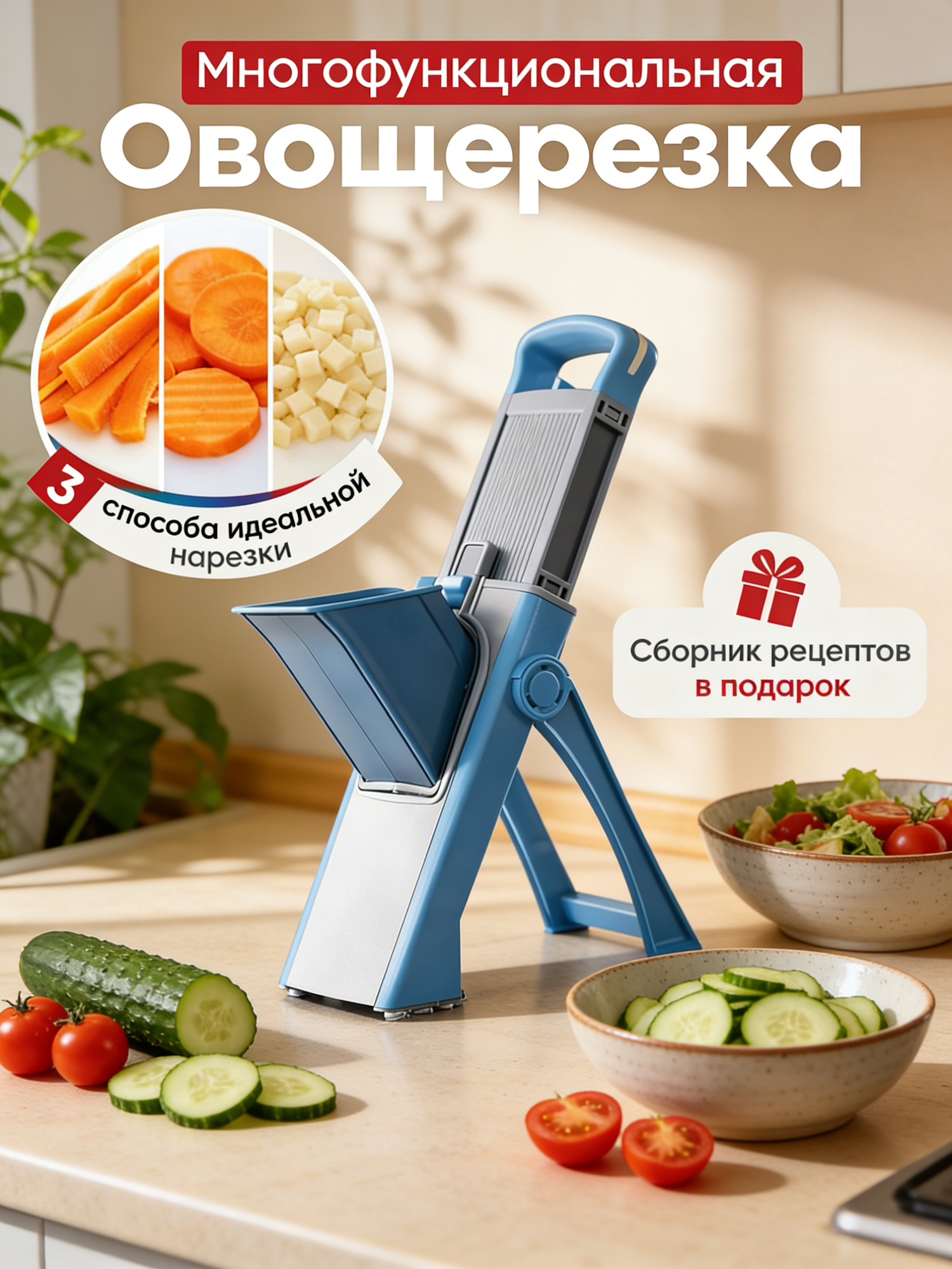 Овощерезка многофункциональная ручная слайсер для нарезки