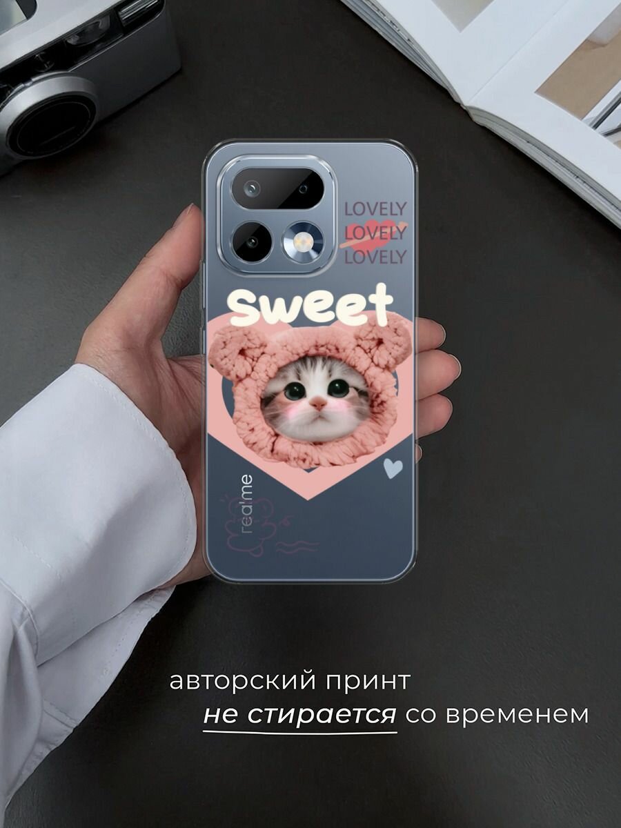 Чехол на Realme 16 Pro / Реалме 16 Про с принтом Sweet lovely kitten 2, прозрачный — фото 1