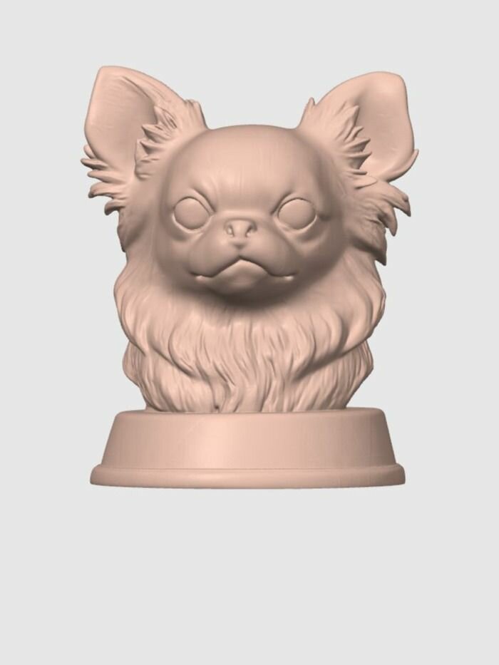 Эксклюзив! Статуэтка собаки - Длинношёрстный Чихуахуа (10см, бежевый матовый) - Верный друг, подарок, талисман