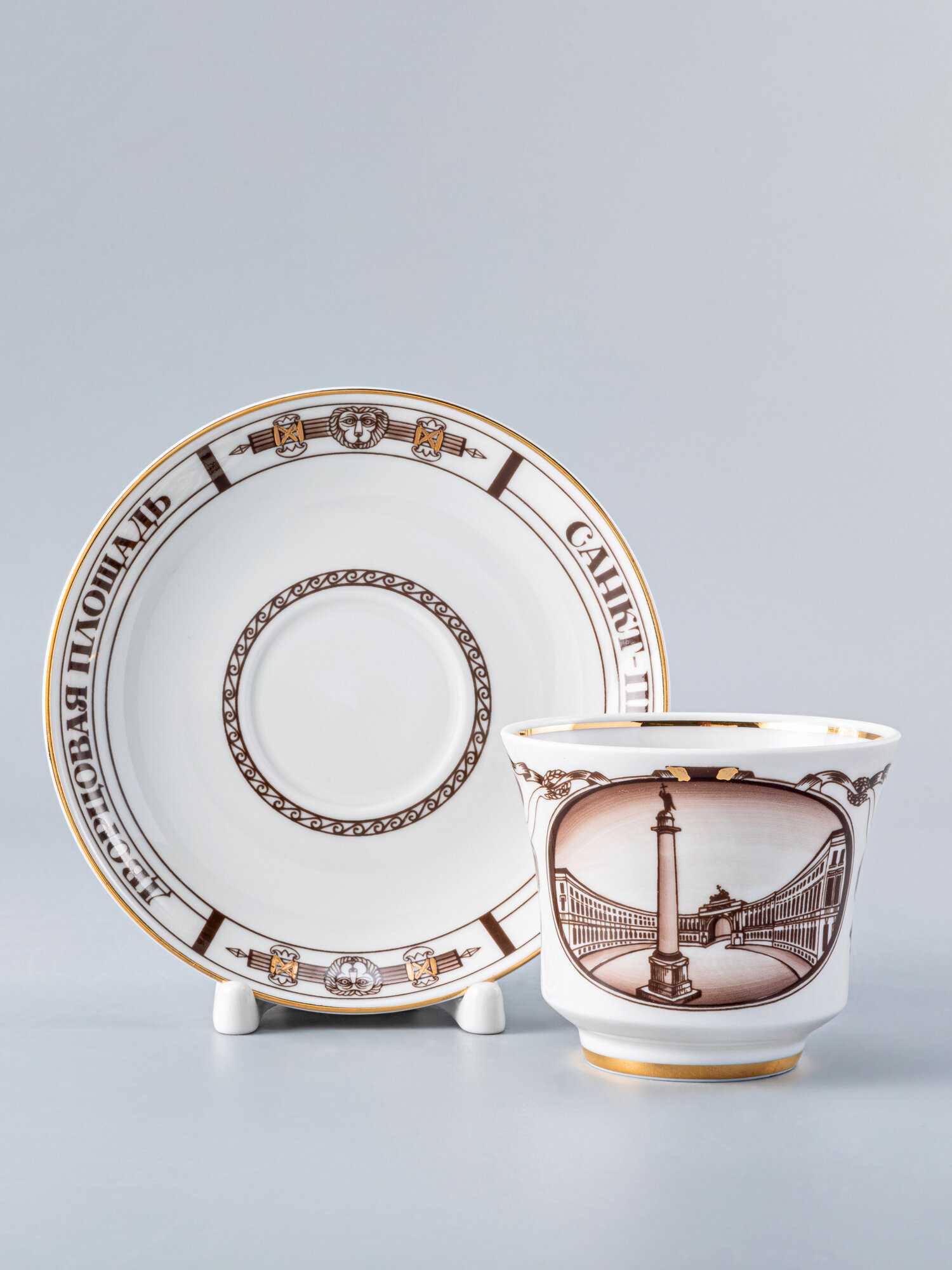 Чайная пара "Дворцовая площадь" форма Банкетная , Императорский фарфоровый завод, 220 мл