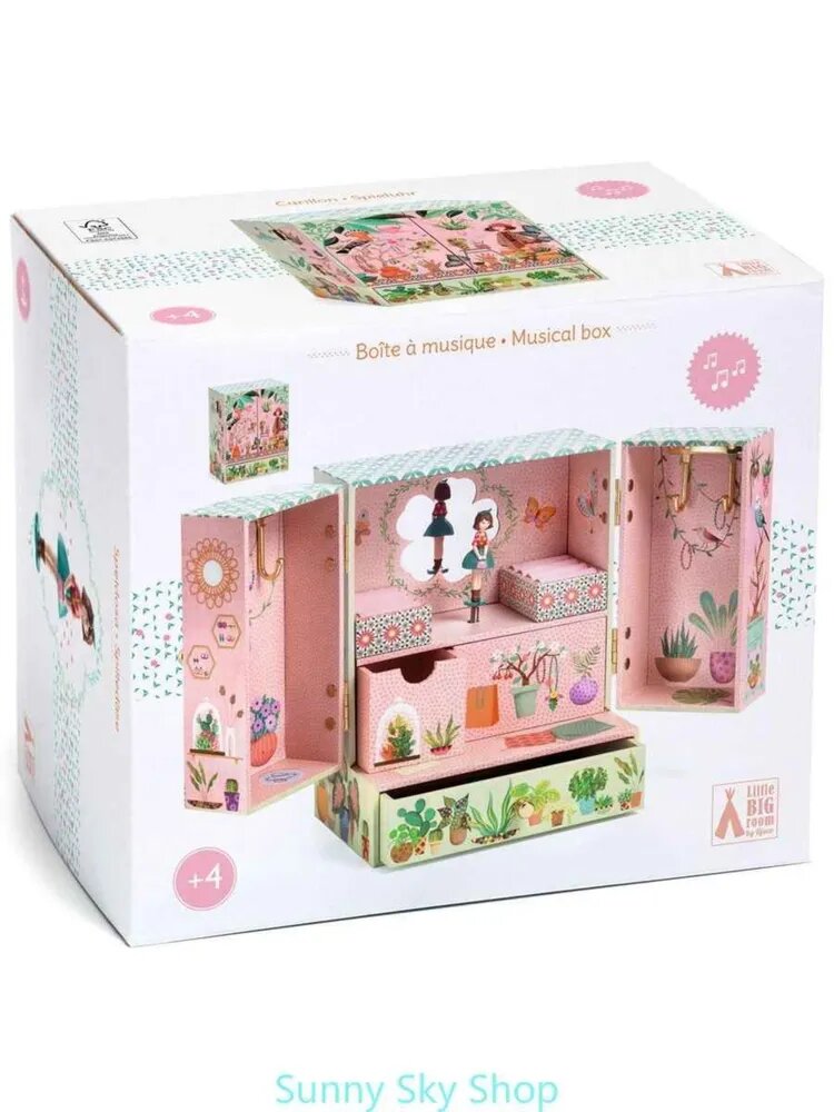 Музыкальная шкатулка Little Big Room Secret Garden для украшений, музыкальная комод розовая